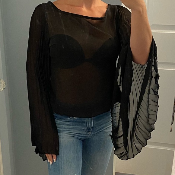P Luca Milano | Tops | P Luca Milano Fan Sleeve Top | Poshmark